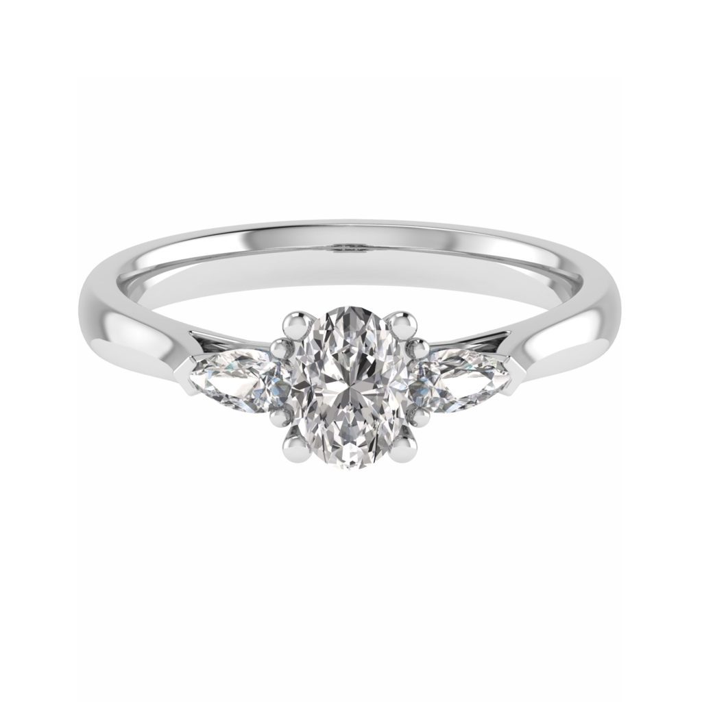 Jasmine Lab Grown Oval Diamond Trilogy Ring | Bercott Jewellers