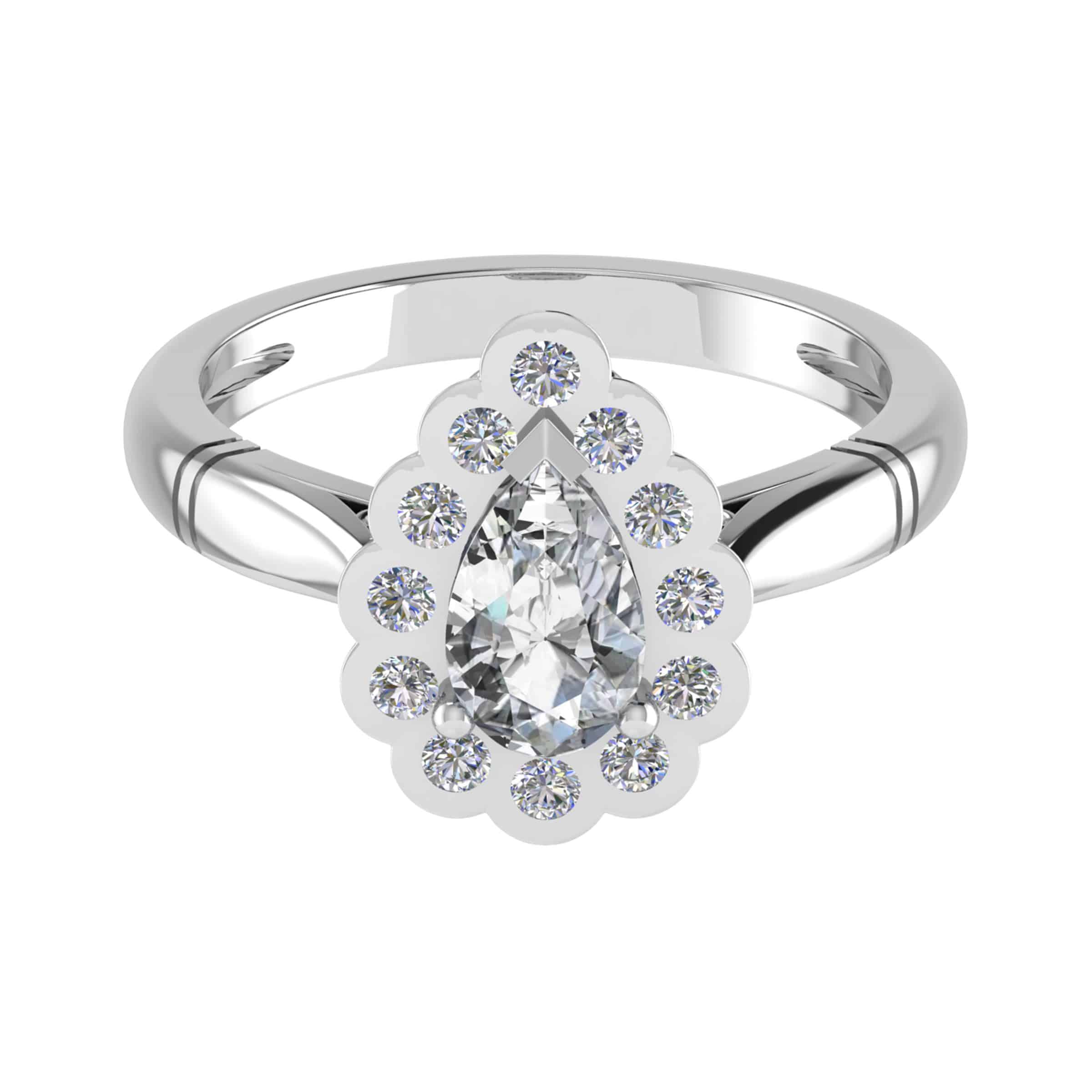 Mabel Natural Pear Vintage Ring - Bercotts Diamonds
