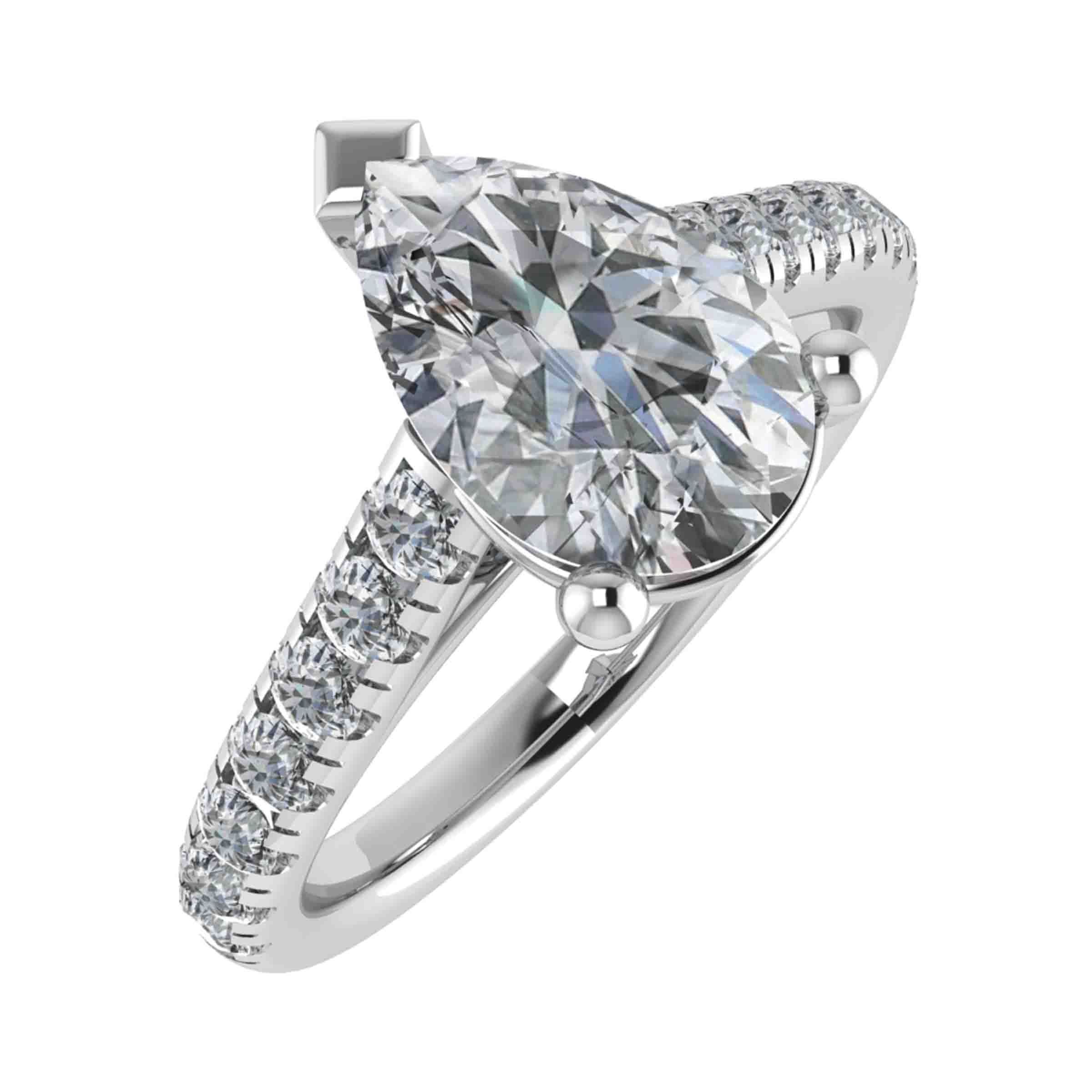 Celine Natural Pear Sidestone Ring - Bercotts Diamonds